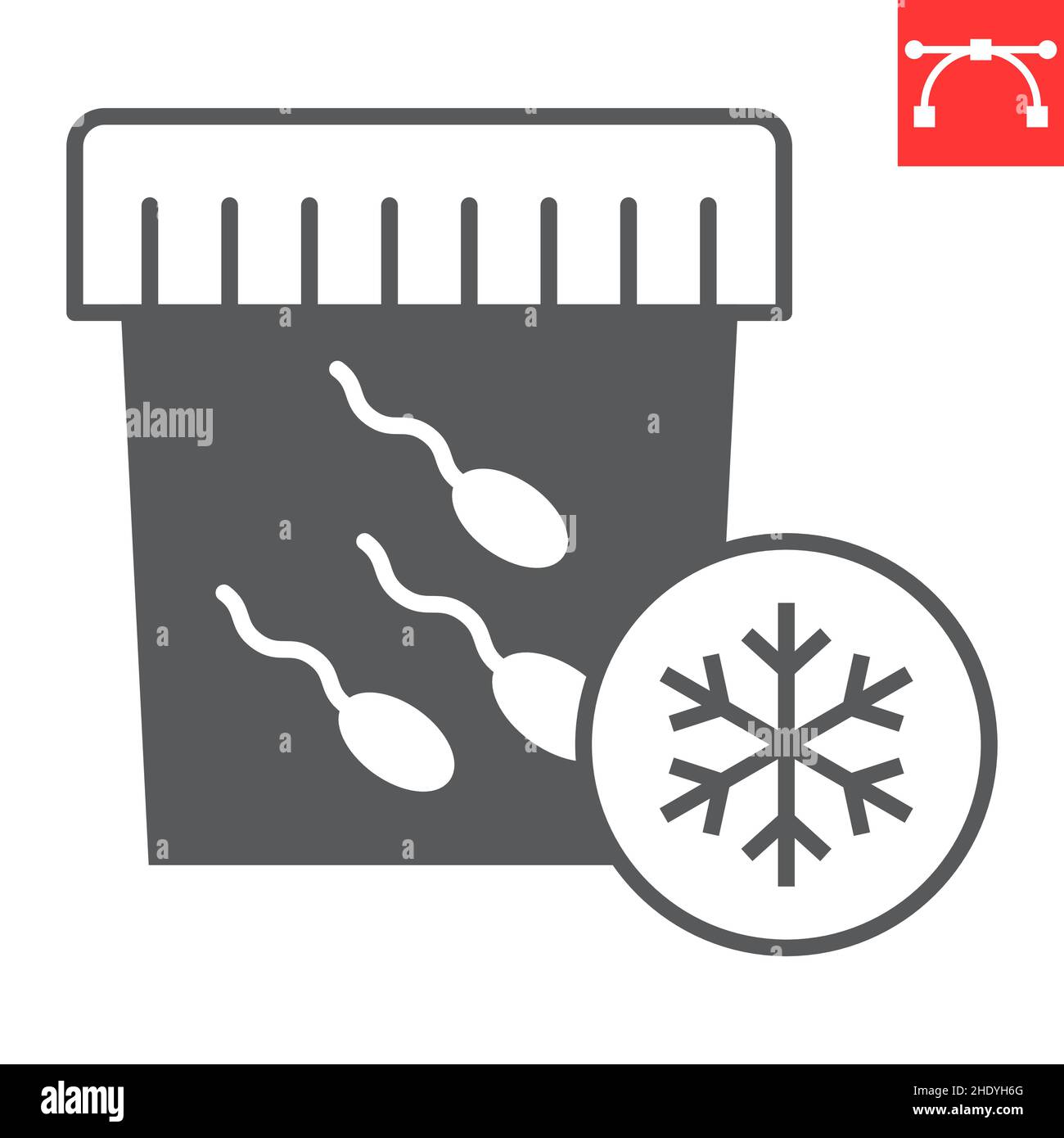 Freezing sperm glyph icon, reproduction and insemination, cryobank ...