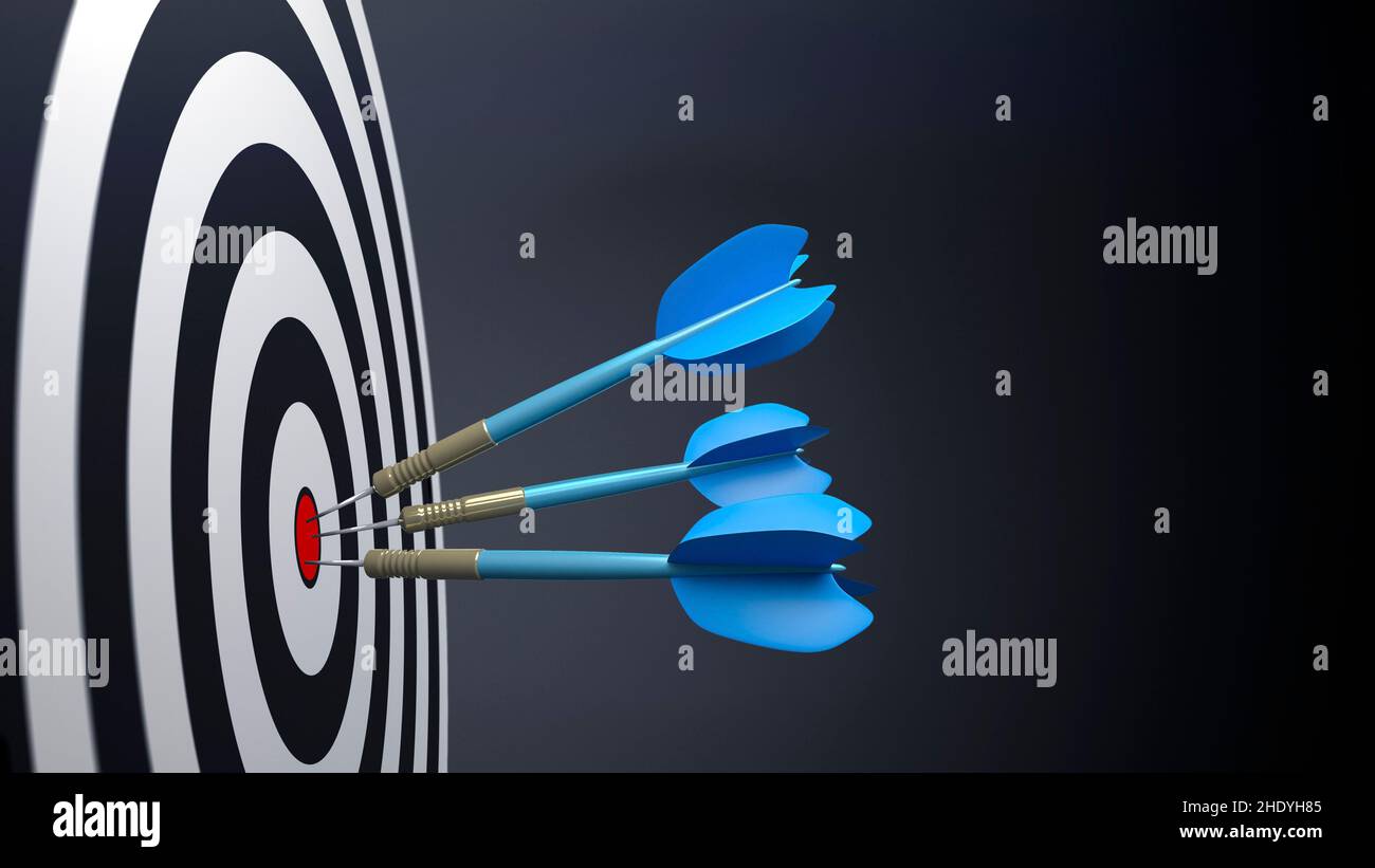 Arrow hits bullseye symbol success hi-res stock photography and images ...