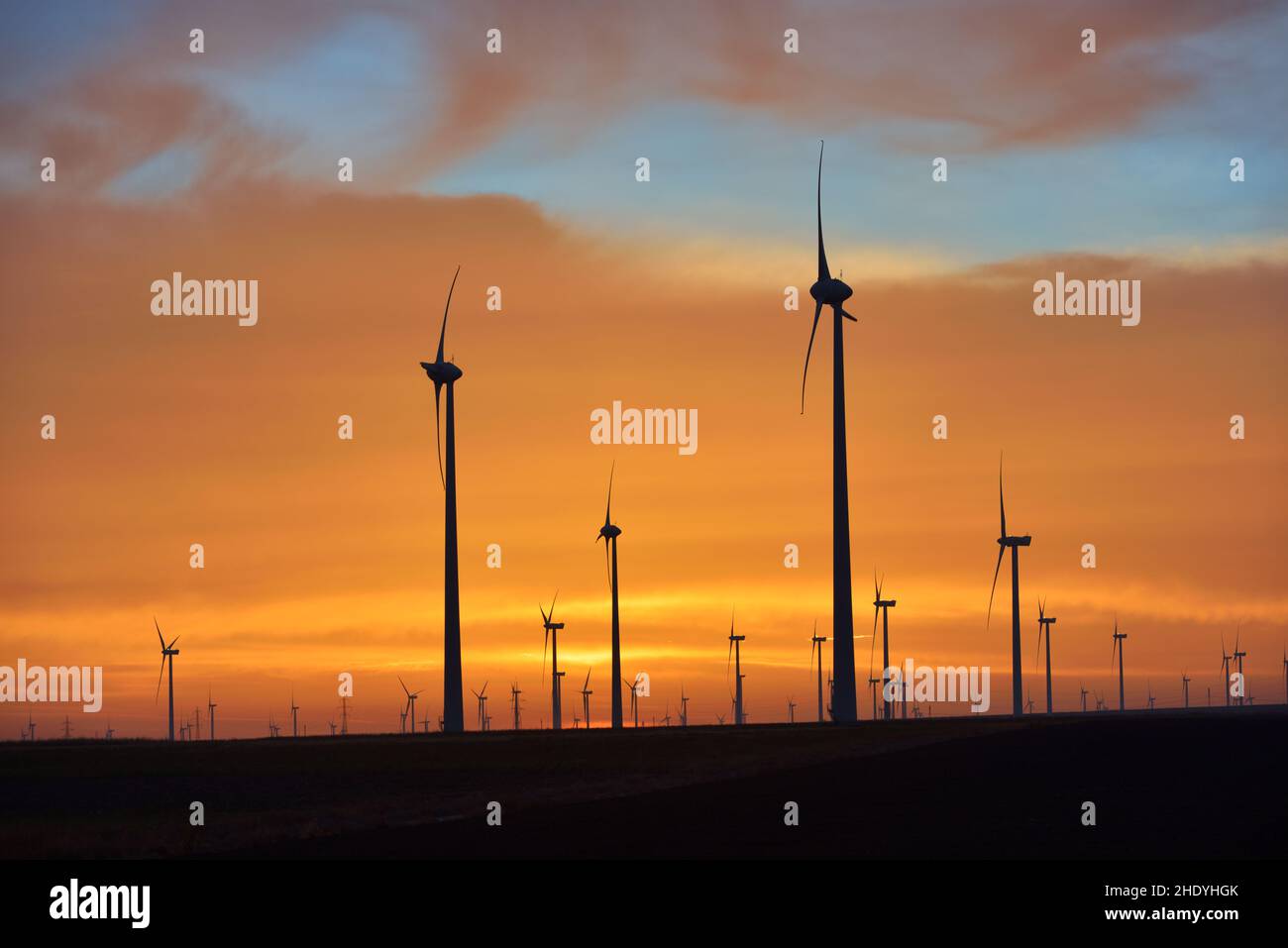 sunset, wind turbines, sunsets, wind turbine Stock Photo - Alamy