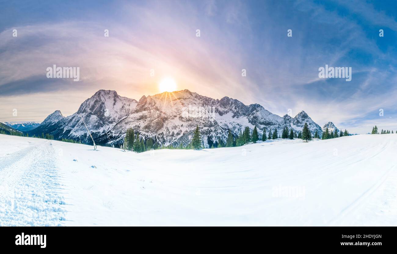 winter landscape, wettersteingebirge, ehrwald, landscape, landscapes ...