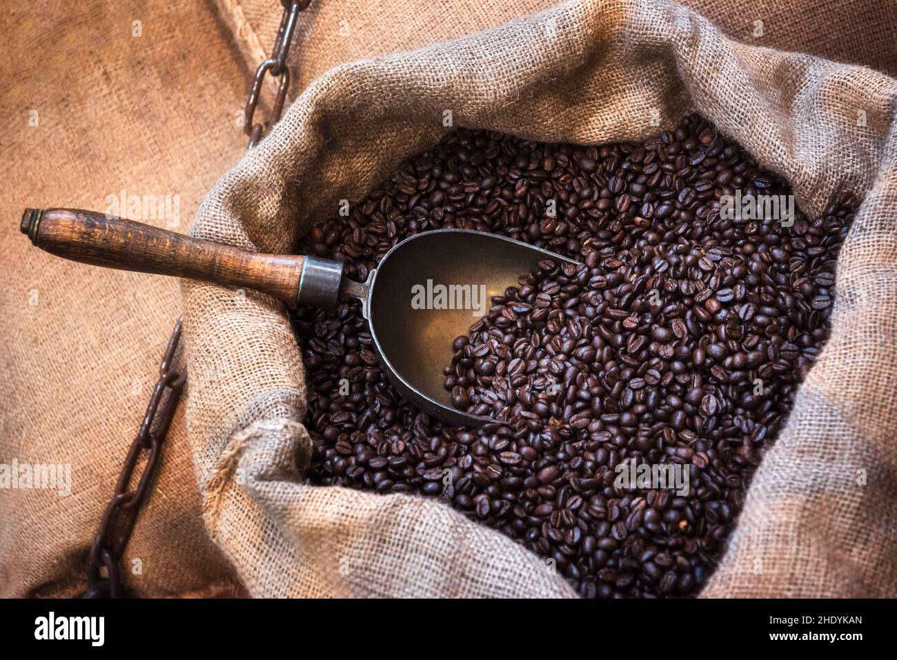 coffee beans, jute bag, coffee bean, jute bags Stock Photo - Alamy