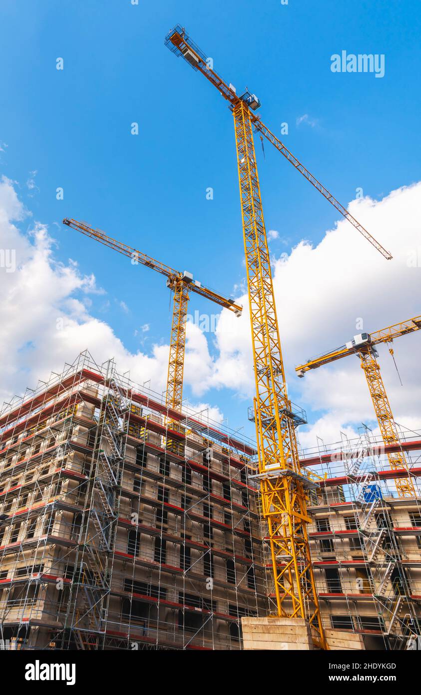 crane, construction site, housing, cranes, construction sites, site ...