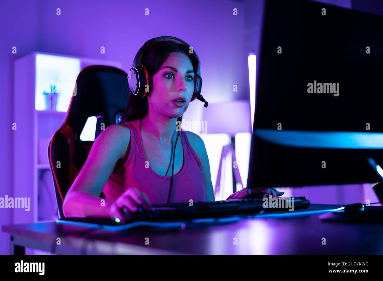 Sad Upset Young Online PC Video Gamer Girl Stock Photo - Alamy