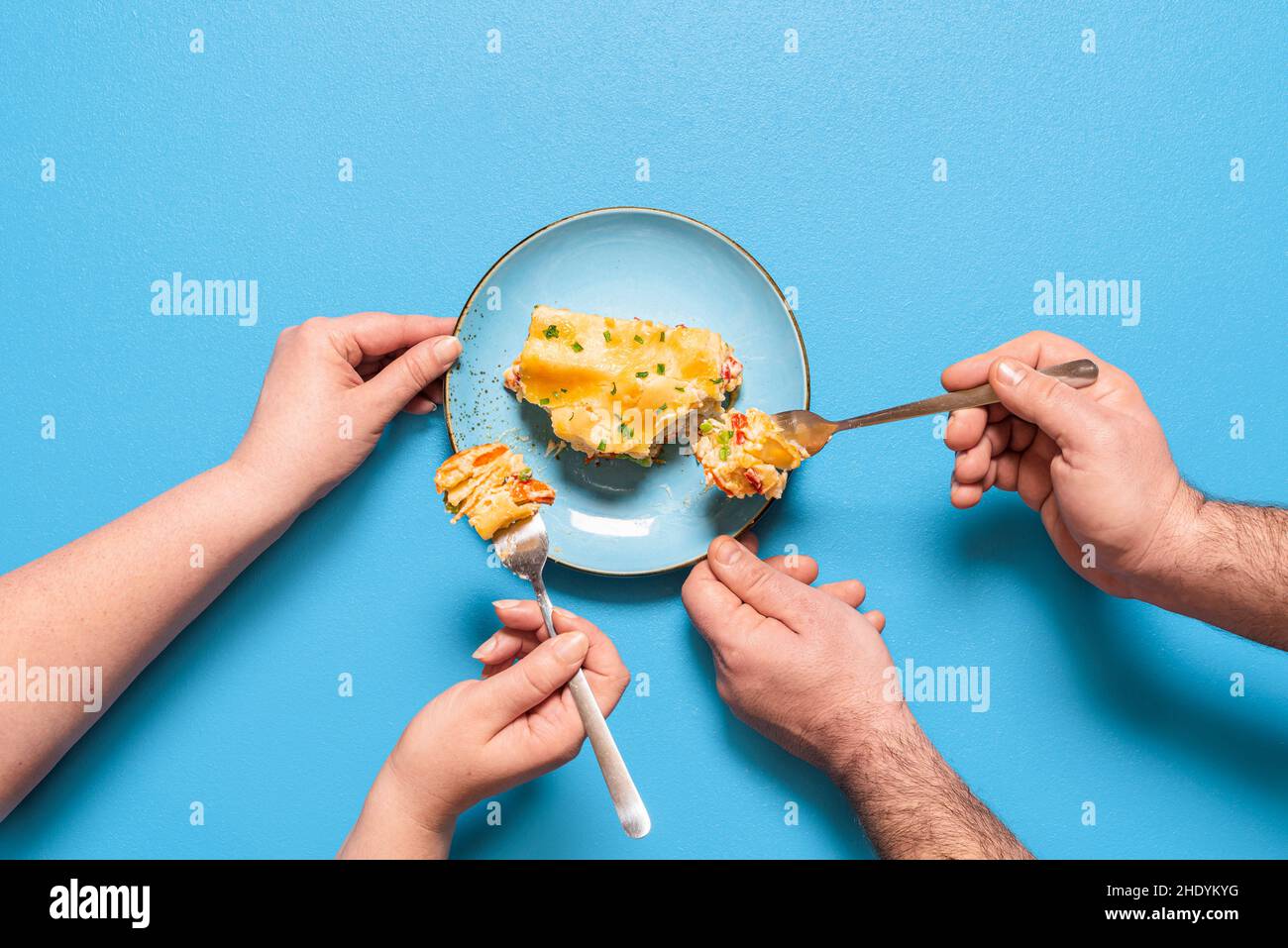 portion, sharing, lasagna, portions, contribution, lasagnas Stock Photo ...