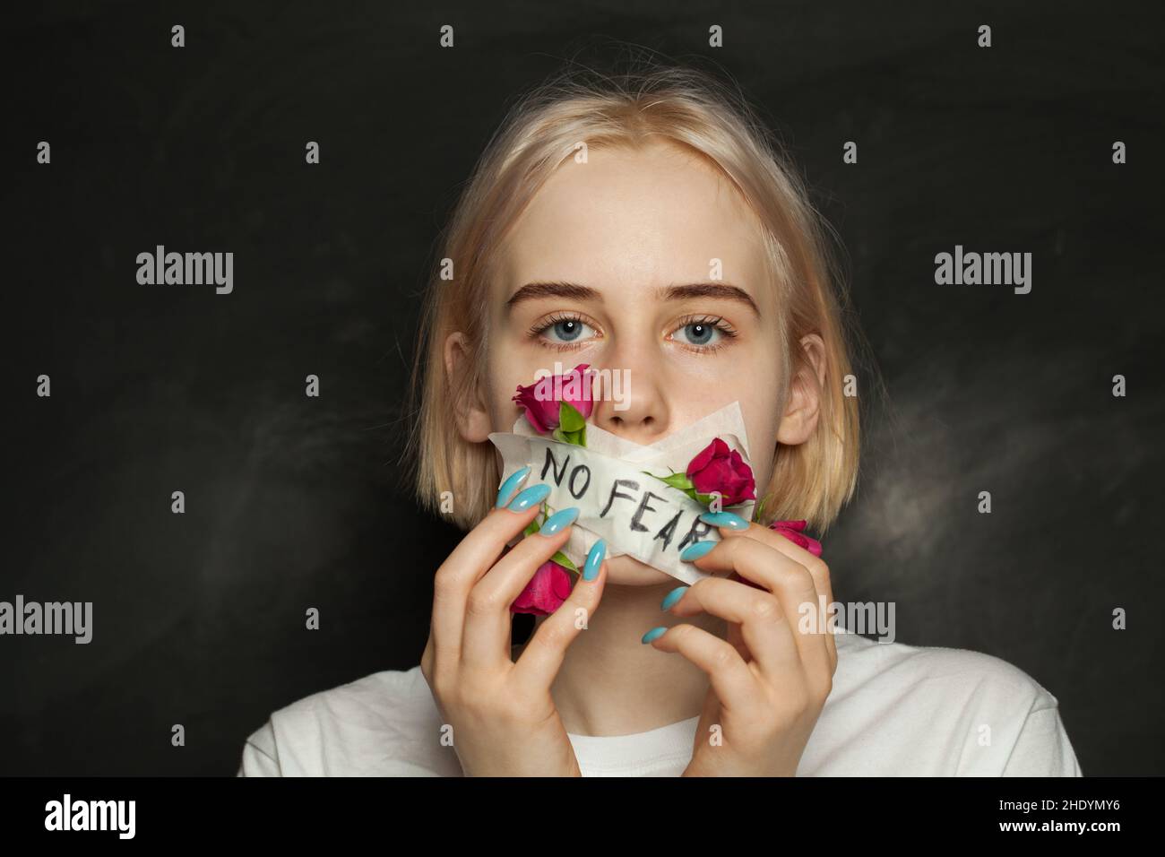 No fear. Young girl is not afraid to speak Stock Photo - Alamy