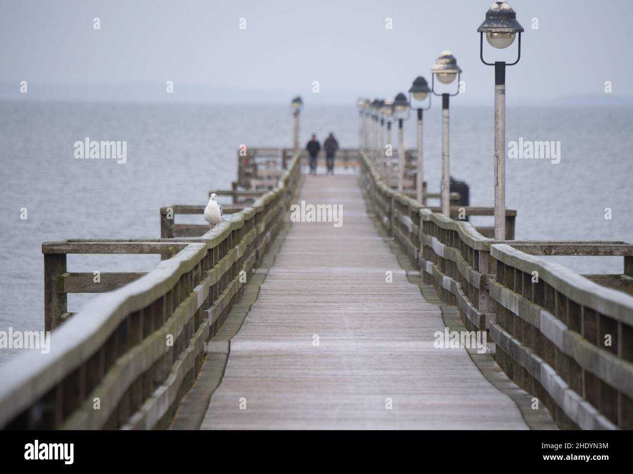 Lubmin, Germany. 07th Jan, 2022. Walkers are walking on the pier on the ...