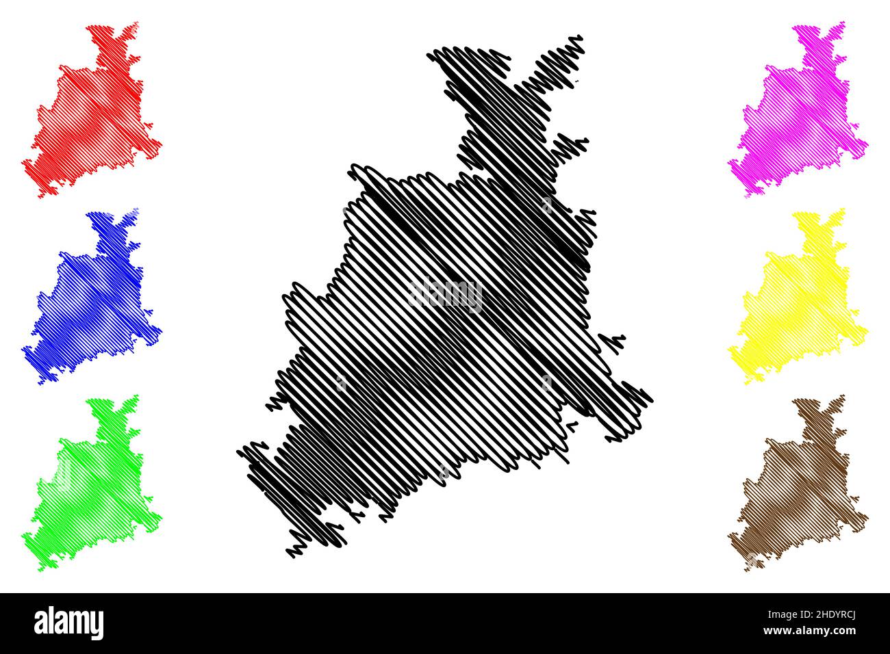 Surendranagar district (Gujarat State, Republic of India) map vector ...
