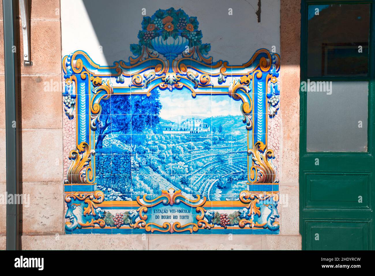 Pinhao railway station, blue and white tiles, Portugal Stock Photo - Alamy