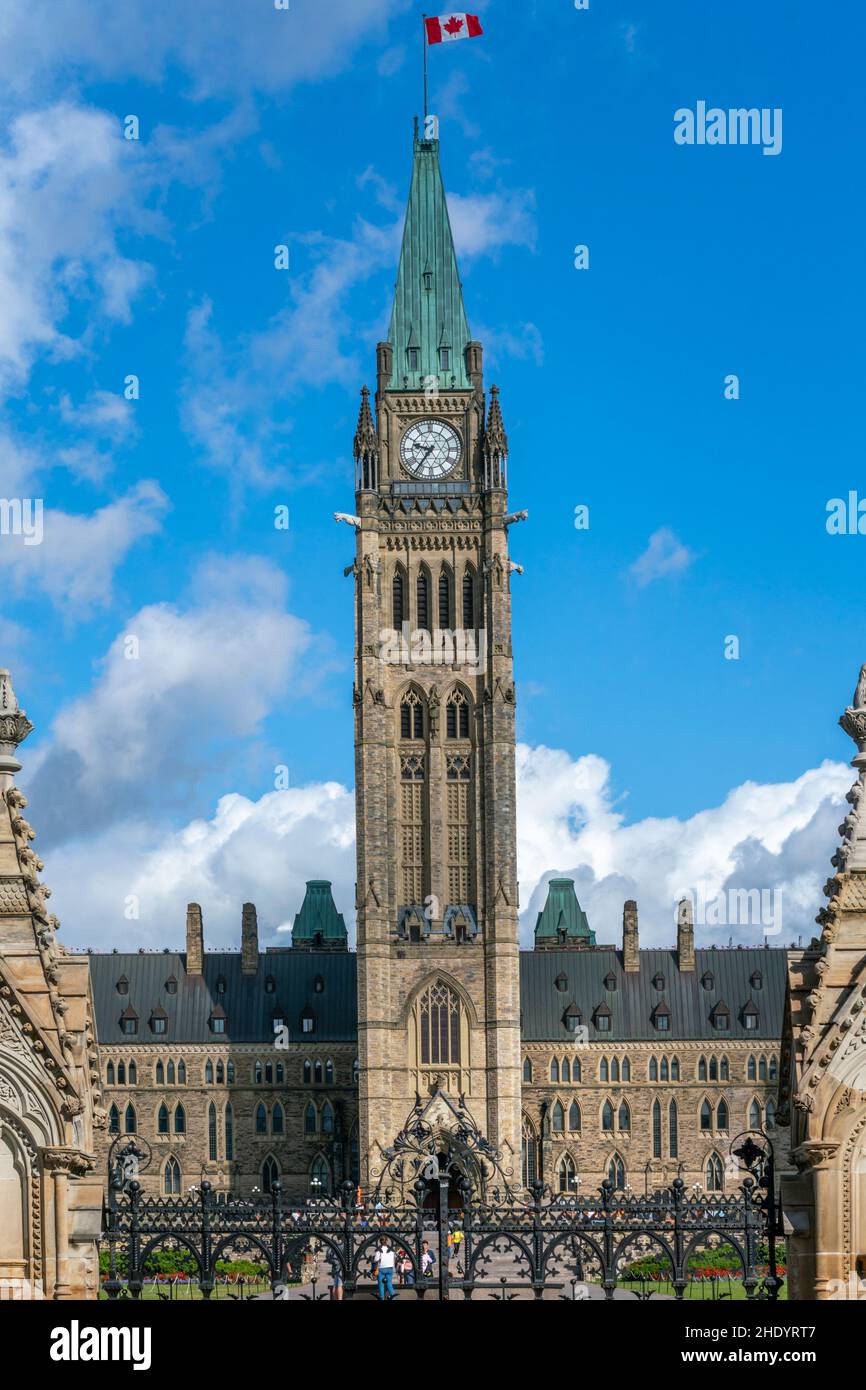 Ottawa, Canada - 09.04.2019: Vertical shot of Canadian parliament ...
