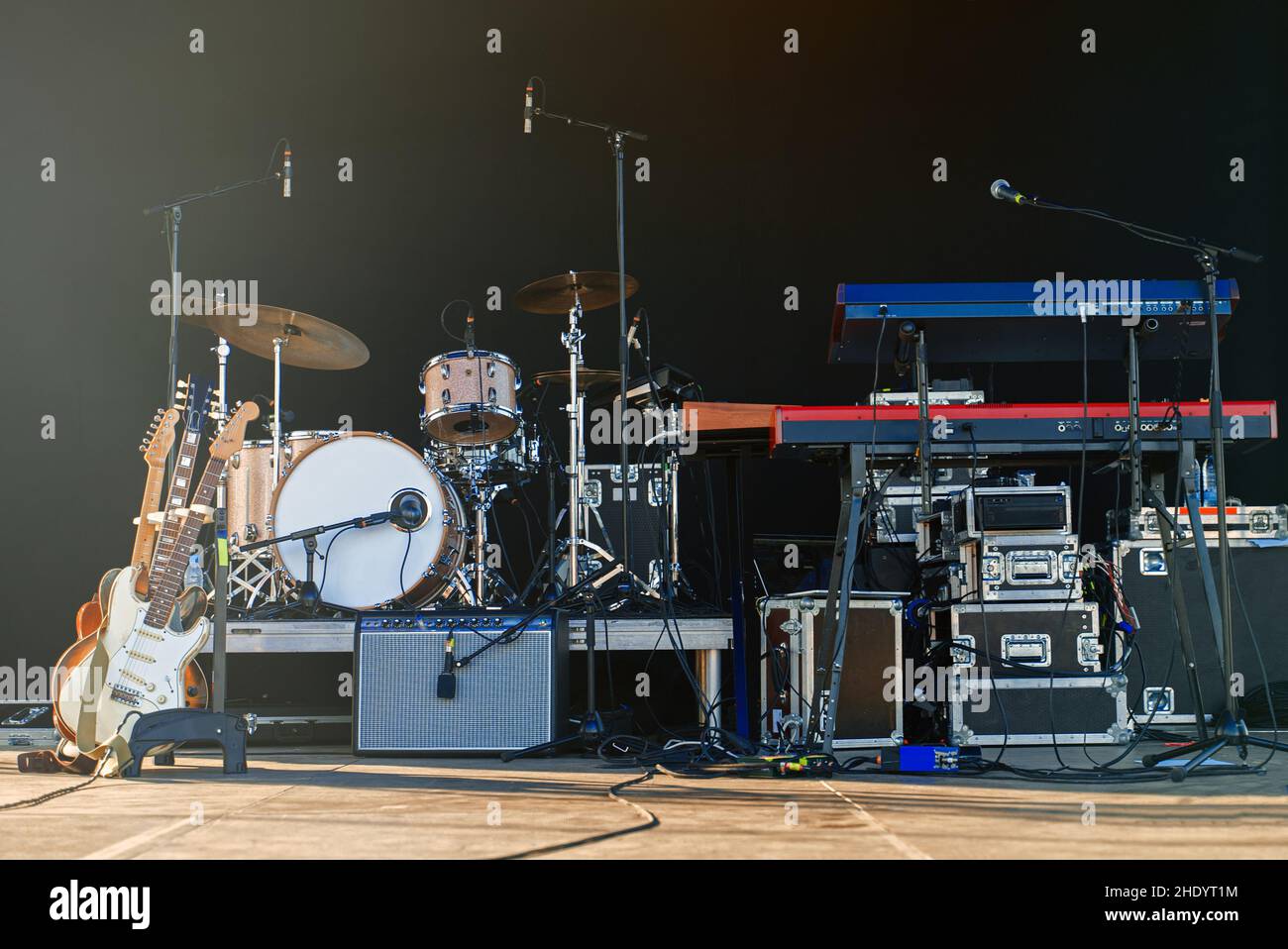 Musical instruments on stage before the concert Stock Photo - Alamy