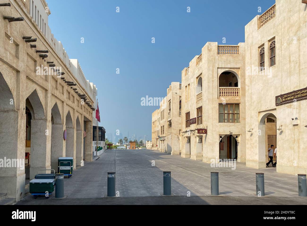 Doha, Qatar – October 5, 2019: Old town Souq Waqif, Doha Qatar with ...