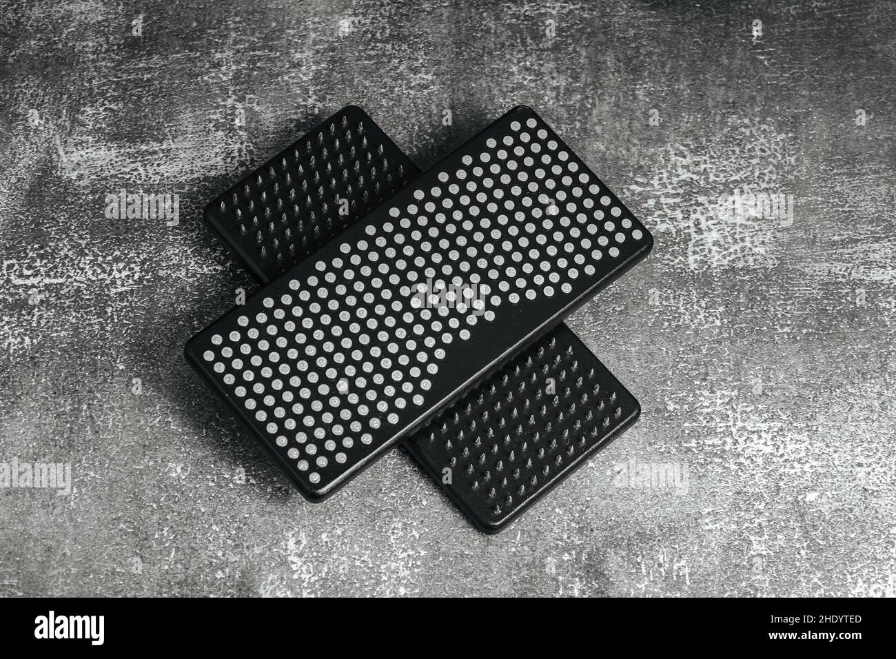 The concept of meditation, standing on nails, therapy Stock Photo - Alamy