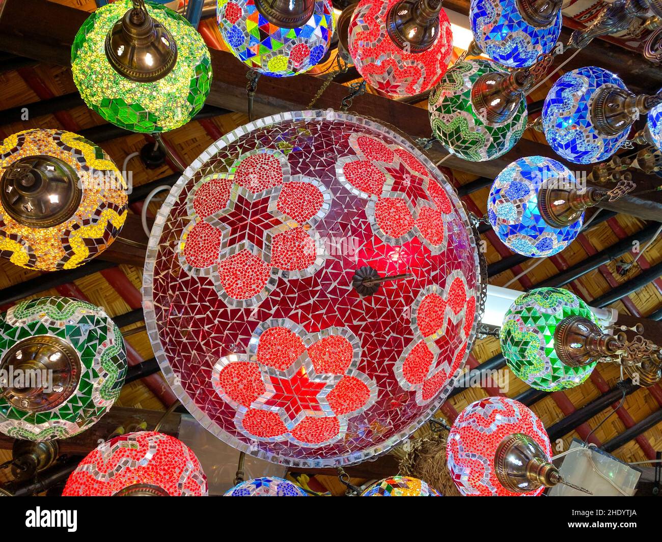 Traditional arabic vibrant lamps in various colors Stock Photo - Alamy