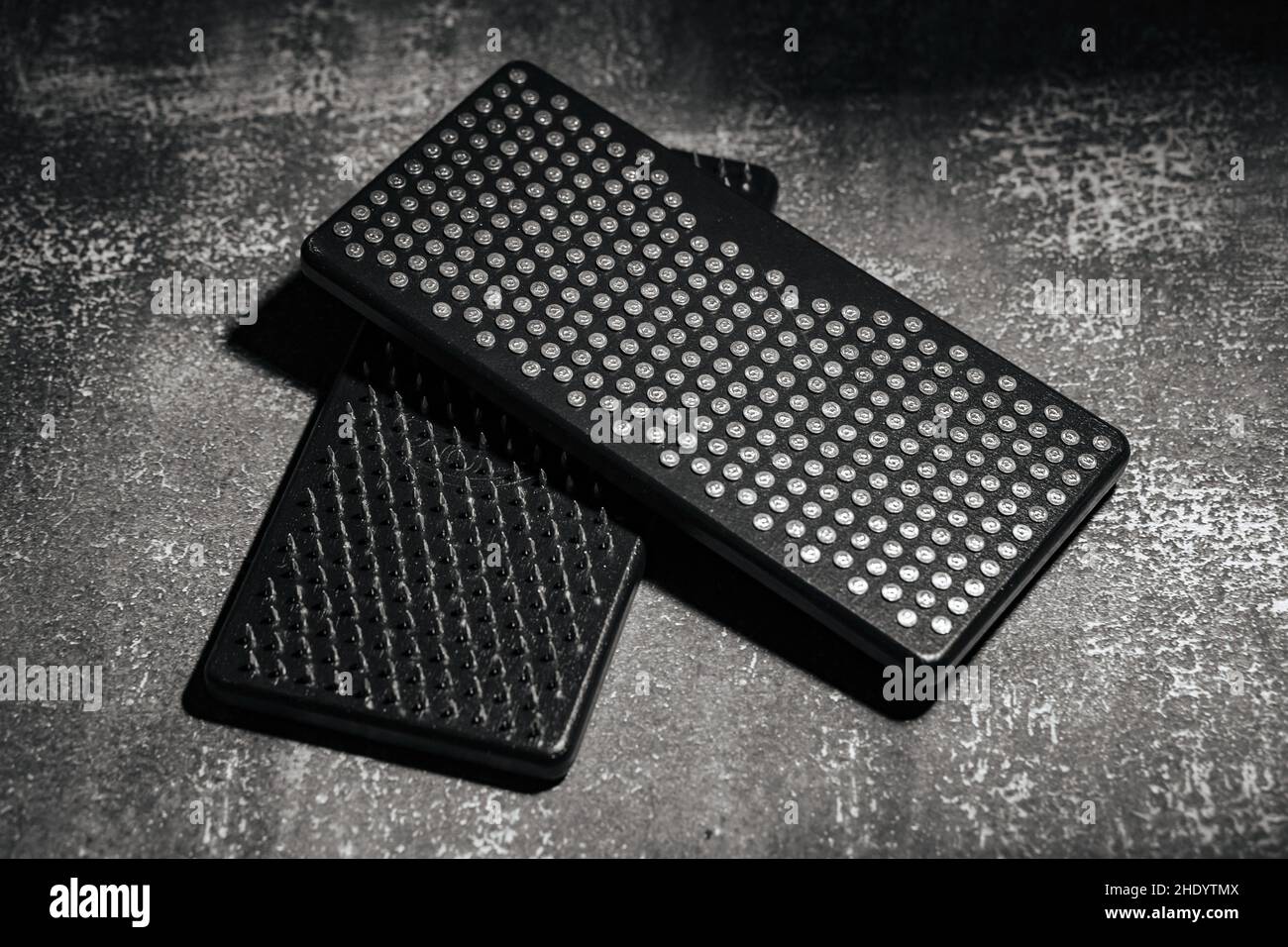 The concept of meditation, standing on nails, therapy Stock Photo - Alamy