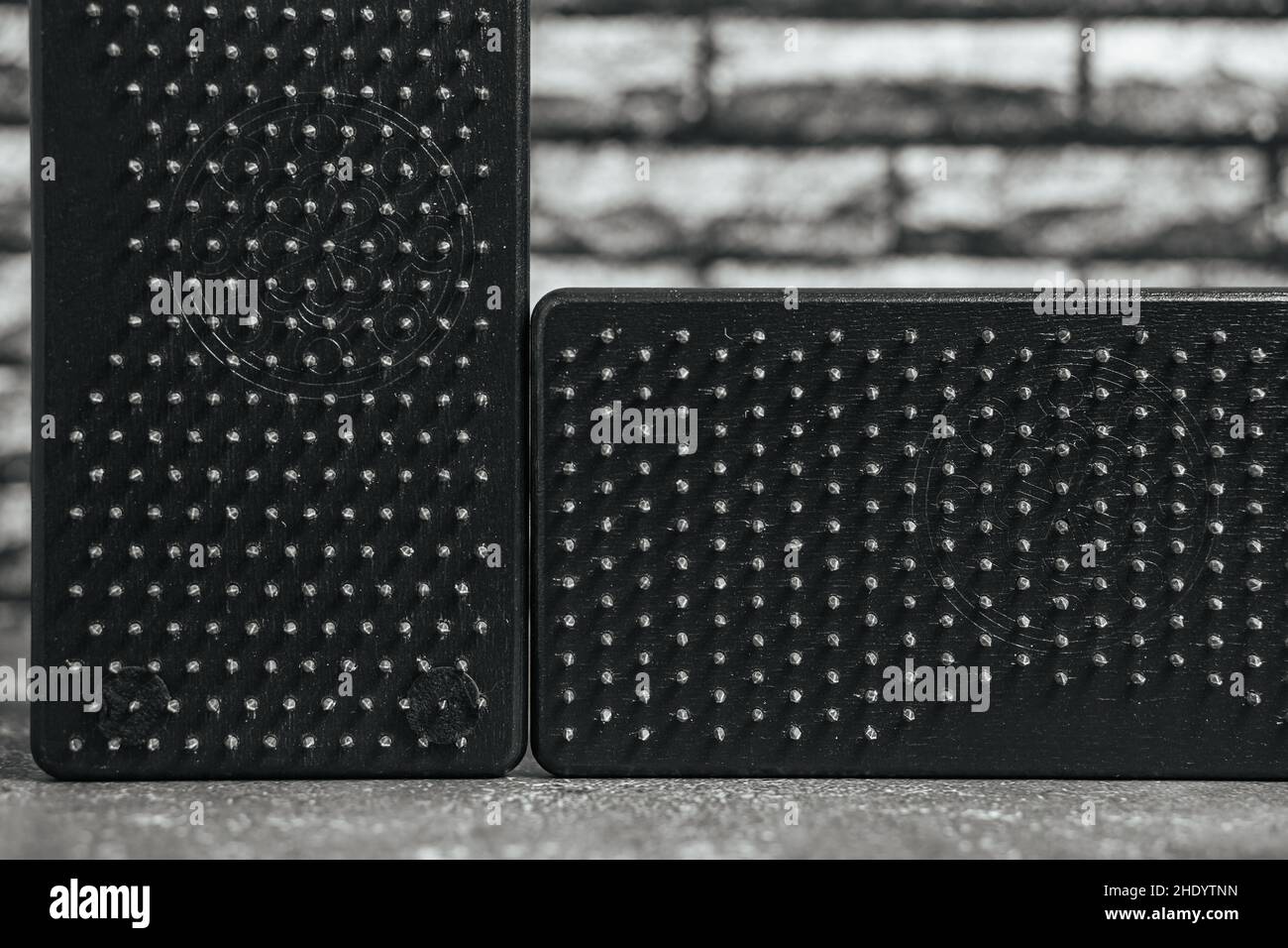 The concept of meditation, standing on nails, therapy Stock Photo - Alamy