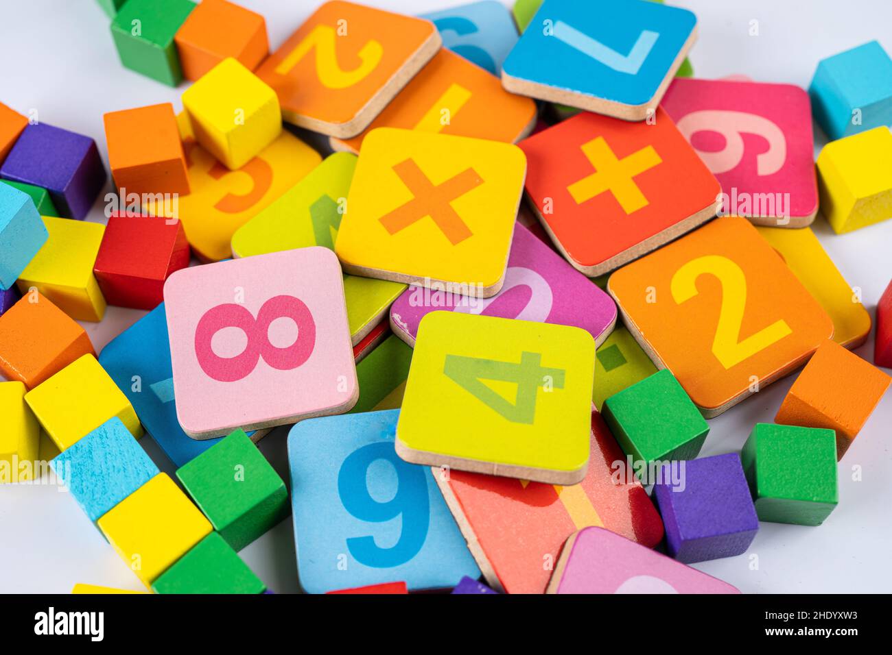 Math number colorful on white background, education study mathematics ...
