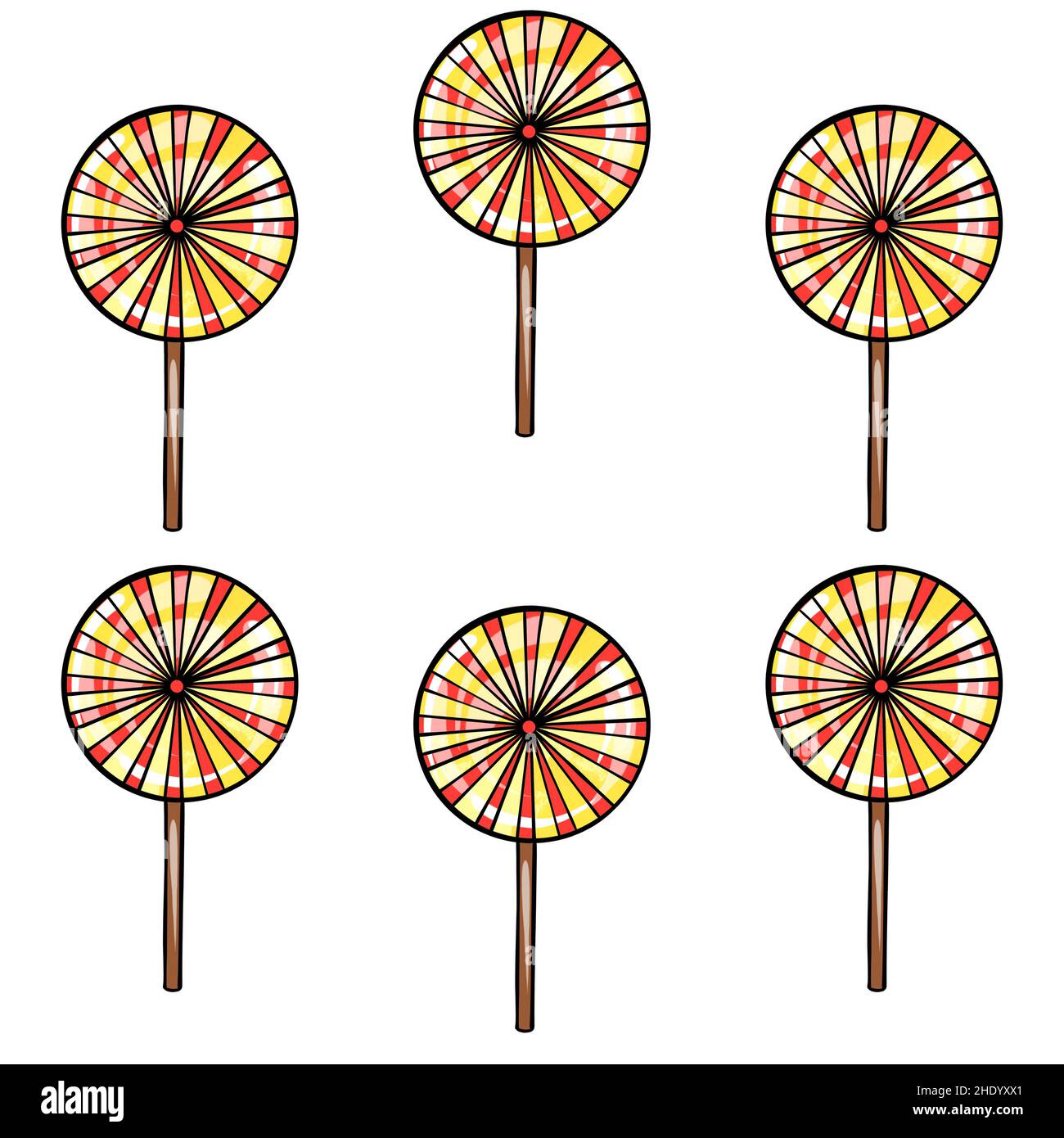 Seamless raster pattern of candy lollipop in a round shape of orange ...