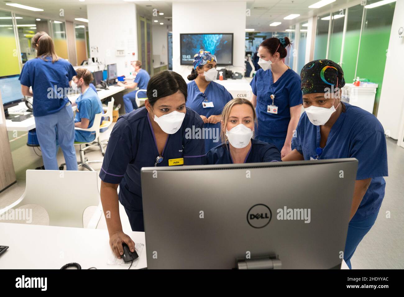 Staff working on a Covid Intensive Care Unit at Kings College Hospital ...