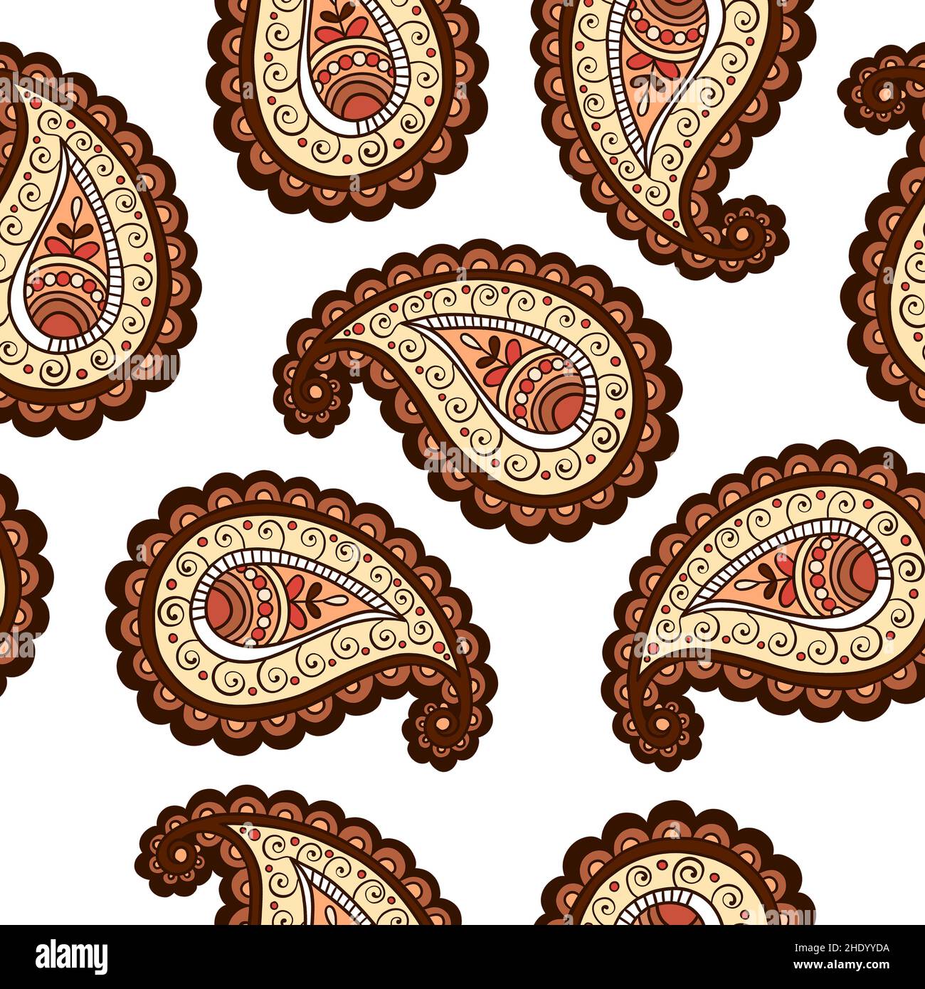 Illustration raster seamless paisley pattern with patterns on white ...
