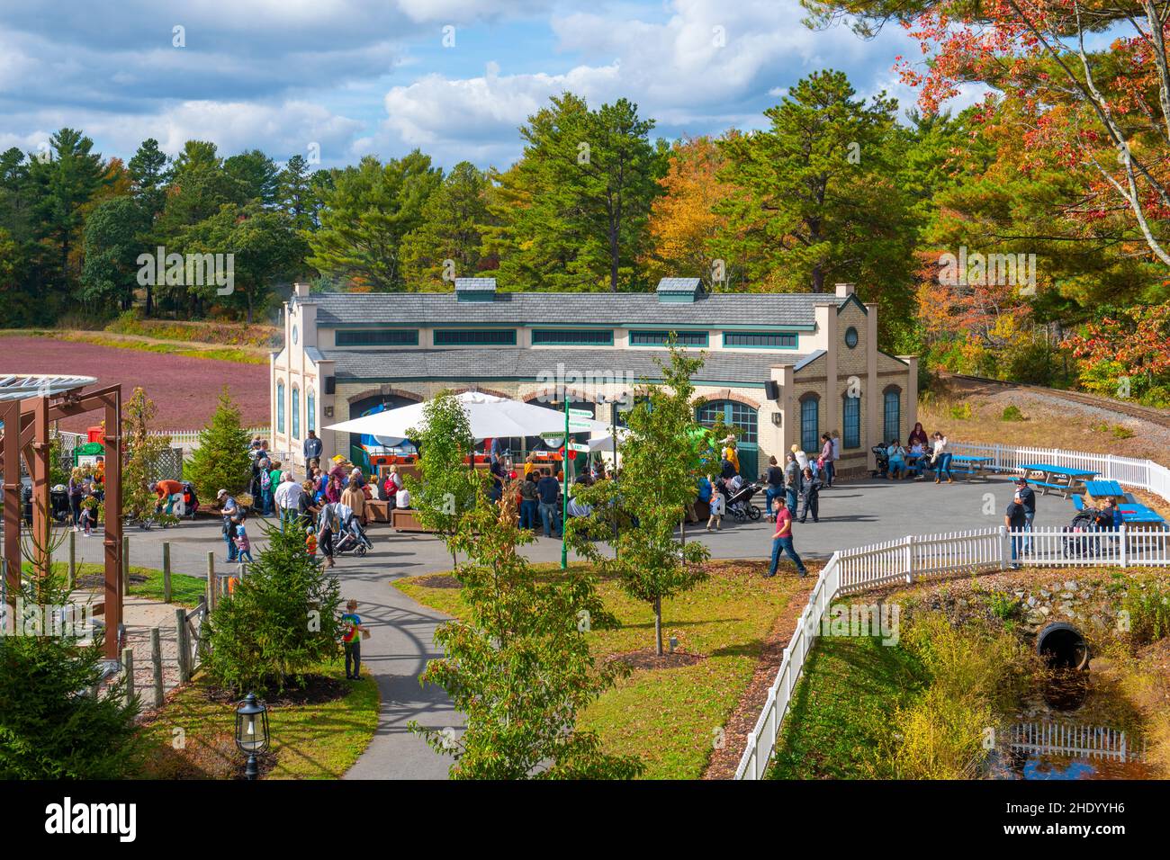 Aerial view of Tidmouth Sheds in Thomas Land USA in Edaville Family ...