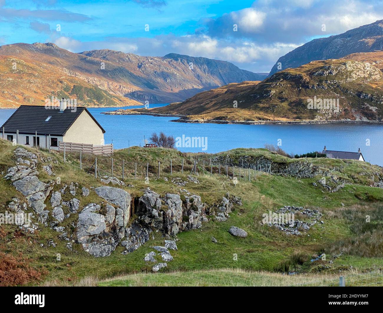 Loch Glendhu near Unapool in the Scottish Highlands Stock Photo - Alamy