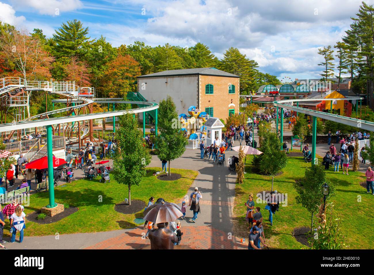Aerial view of Thomas Land USA in Edaville Family Theme Park in town of ...