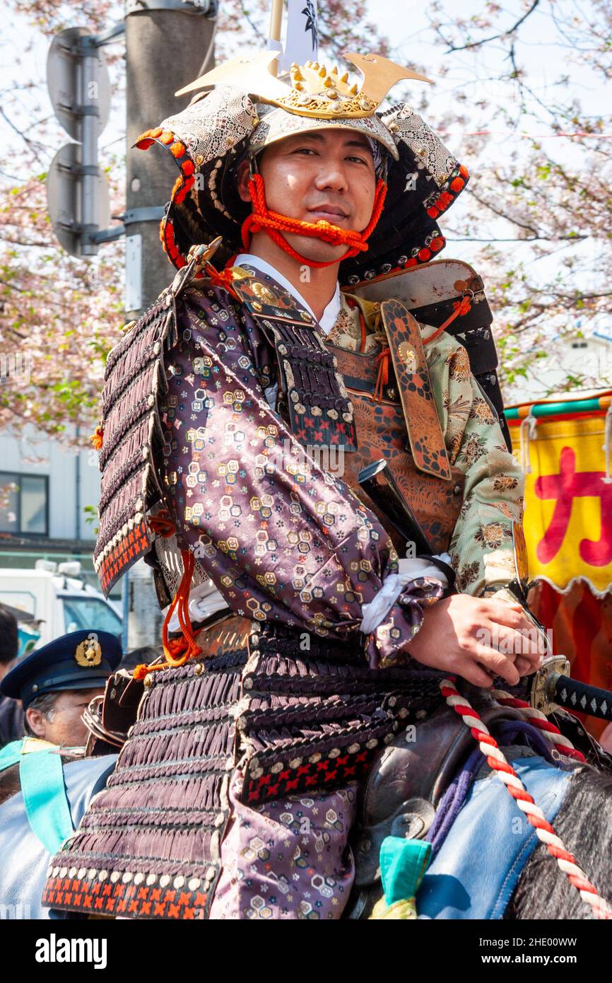 A Japanese man dressed as a Samurai General from the Warring States ...
