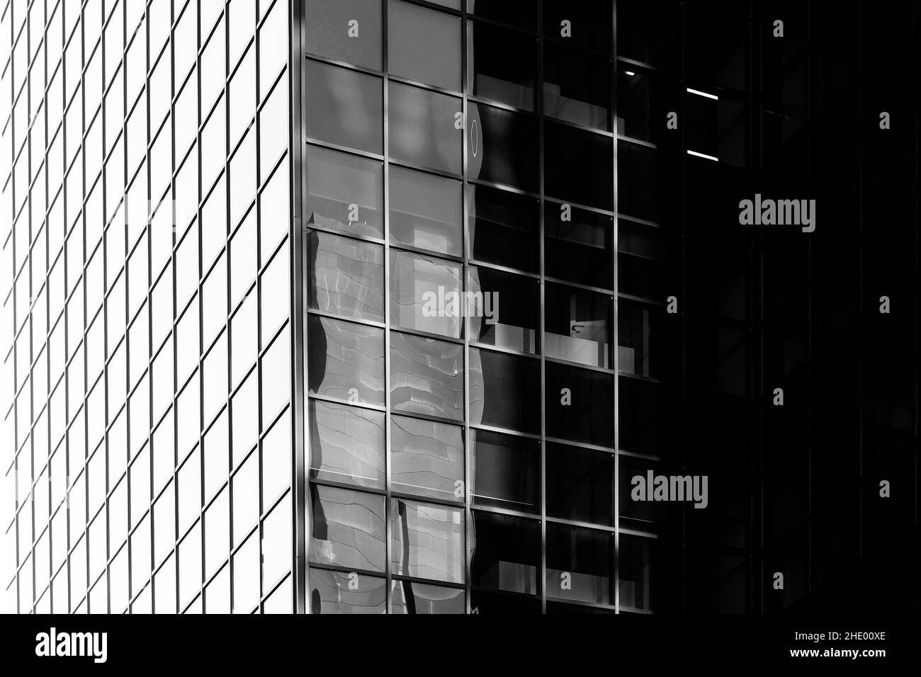 Reflection on facade office Black and White Stock Photos & Images - Alamy