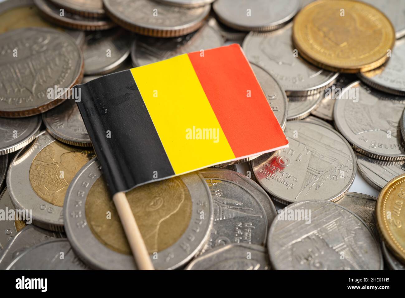 Germany flag on coins background, finance and accounting, banking ...