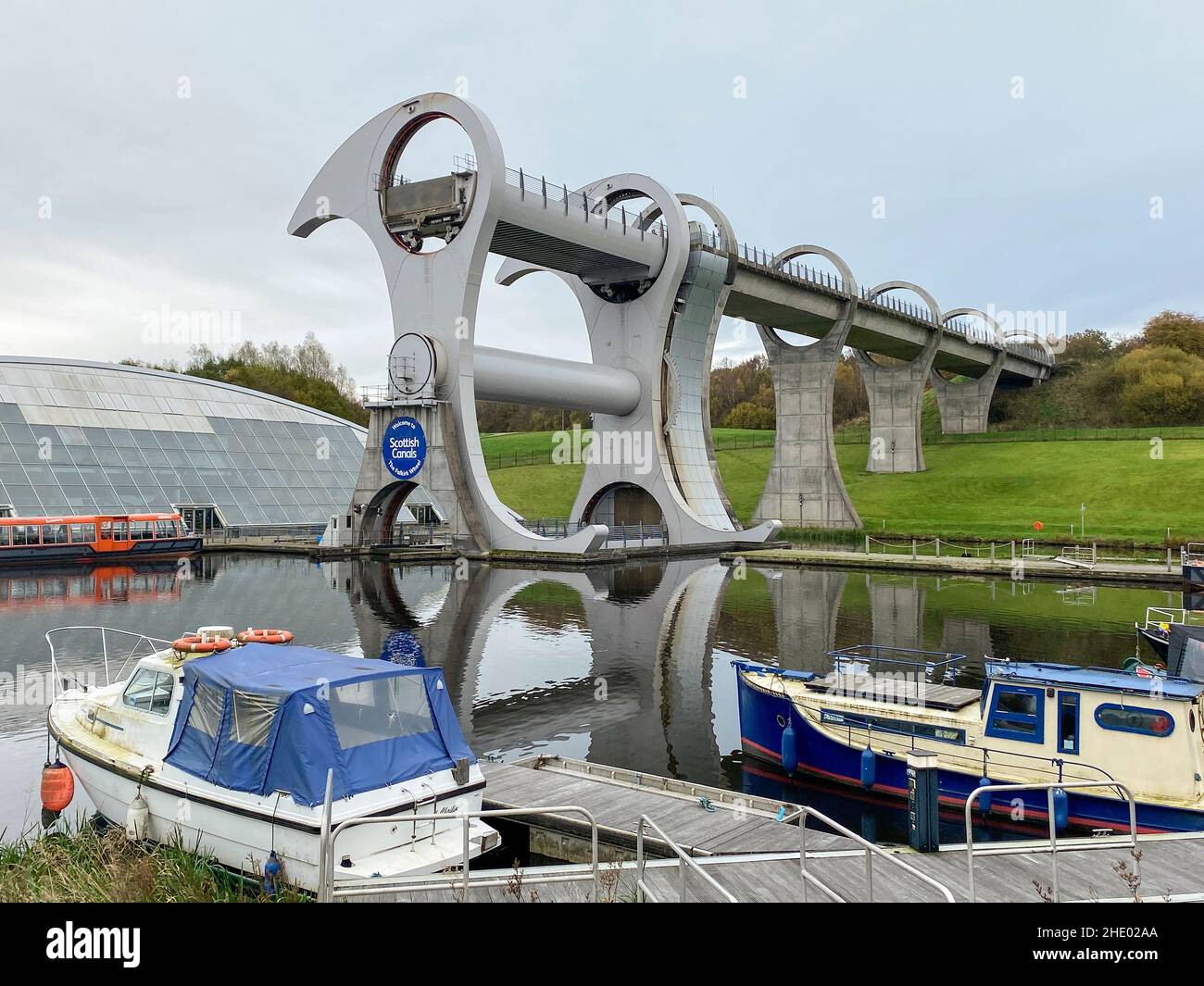 The Falkirk Wheel - a rotating boat lift in Falkirk, central Scotland ...