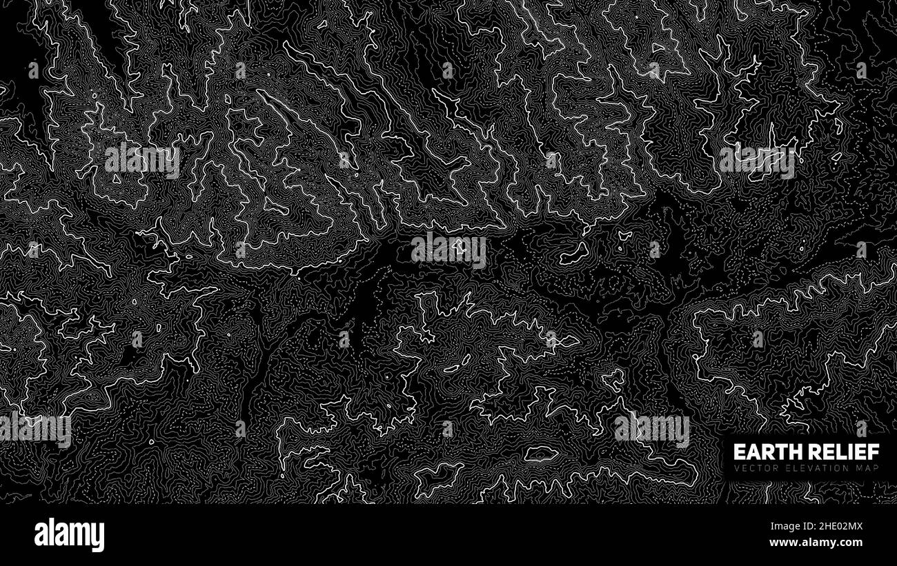 Vector abstract earth relief map. Generated conceptual elevation map ...