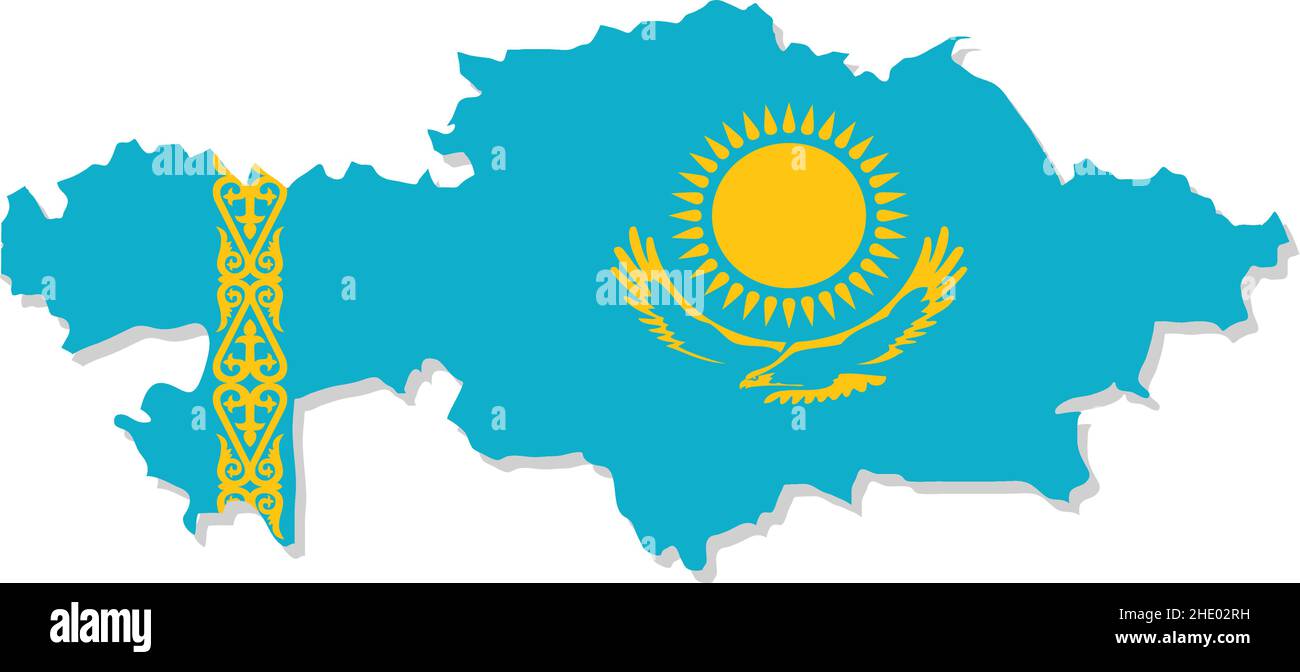 vector illustration of Map of Kazakhstan with national flag Stock ...