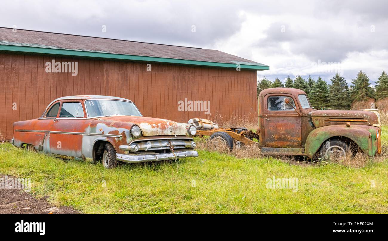 Branch Township, Michigan, USA - October 22, 2021: Rusty classic cars ...