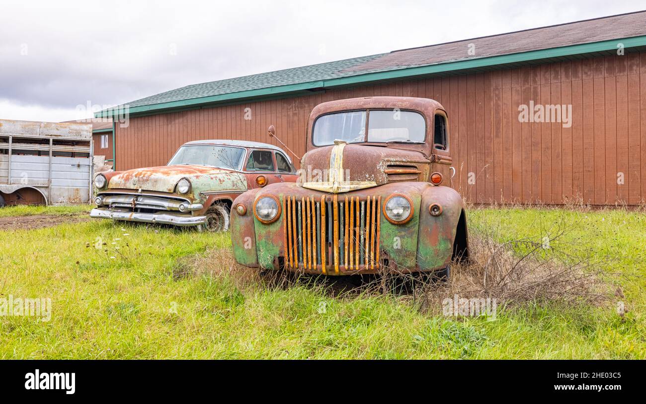 Branch Township, Michigan, USA - October 22, 2021: Rusty classic cars ...