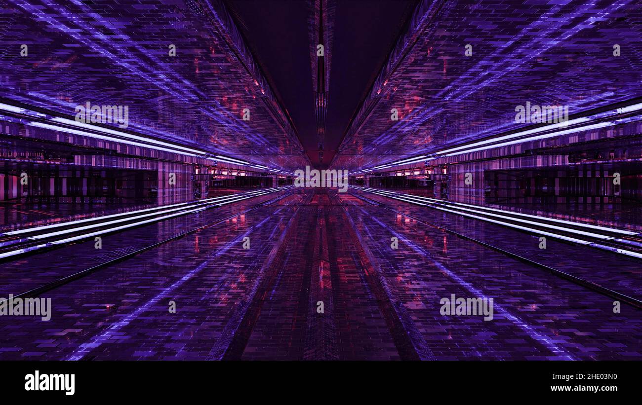 Bright neon brick passage 4K UHD 3D illustration Stock Photo - Alamy