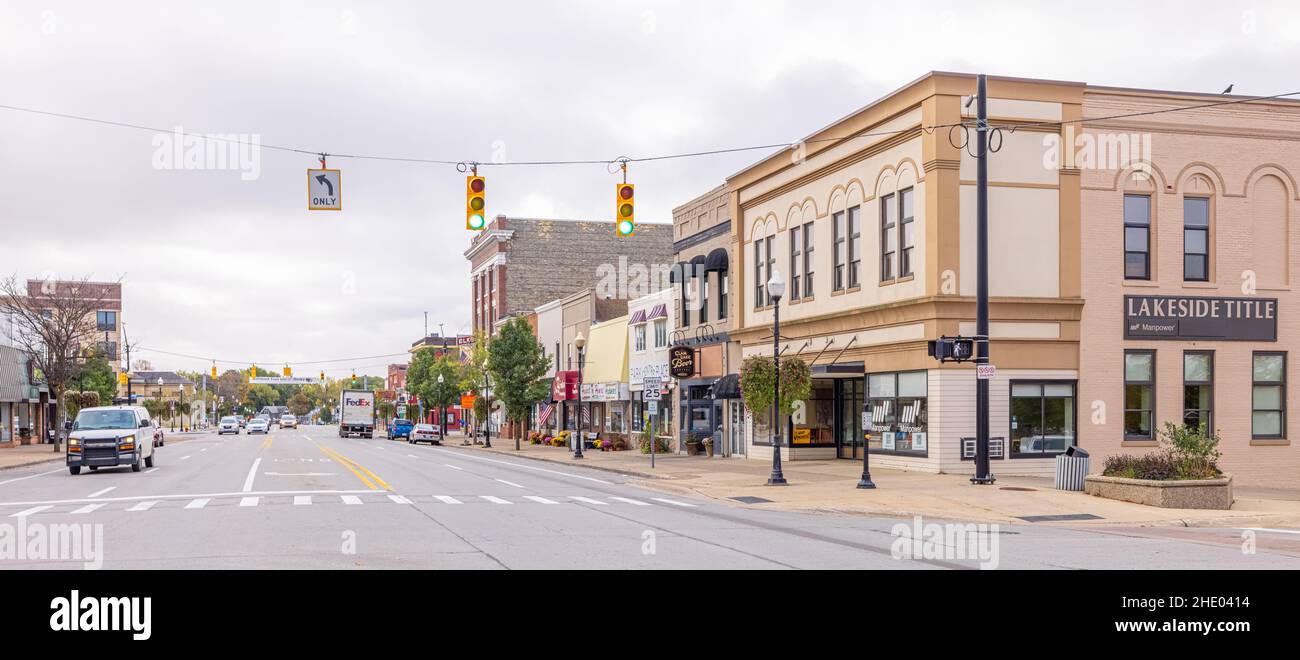 Cadillac, Michigan, USA - October 22, 2021: the historic downtown as ...