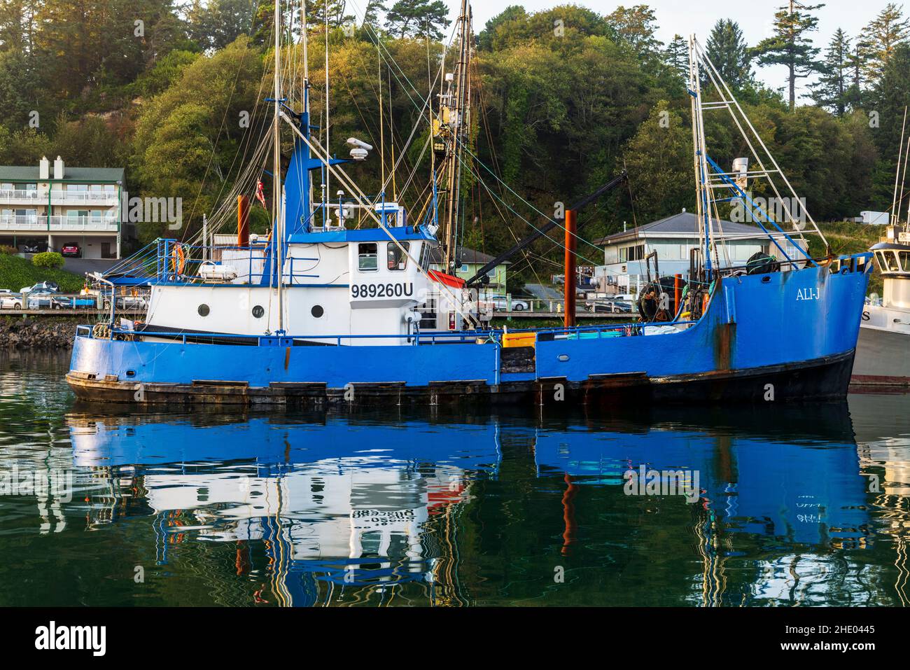 Fishing boats at dock; harbor; Newport; Oregon; USA Stock Photo - Alamy