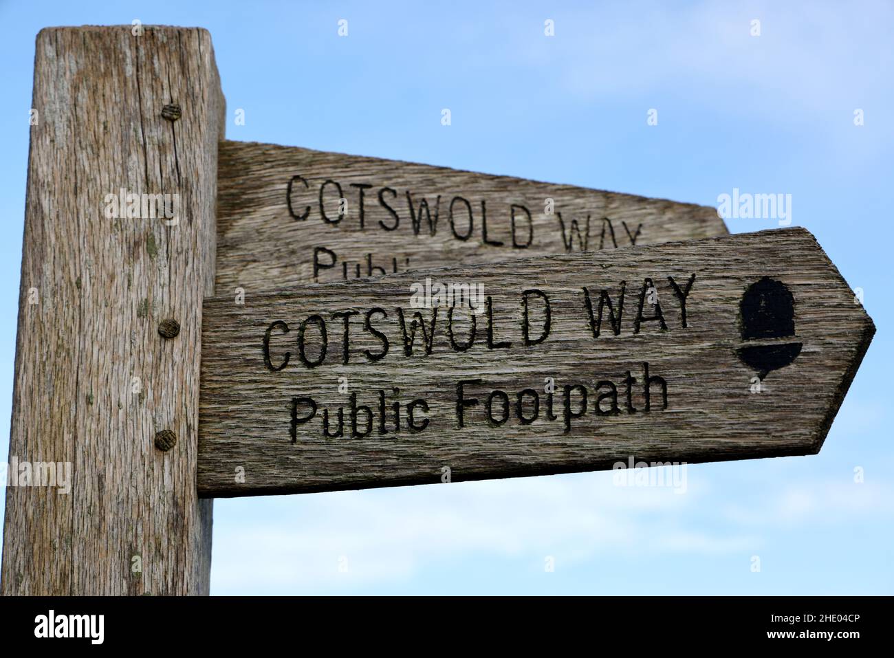 Cotswold Way public footpath sign, on Crickley Hill, Gloucestershire ...
