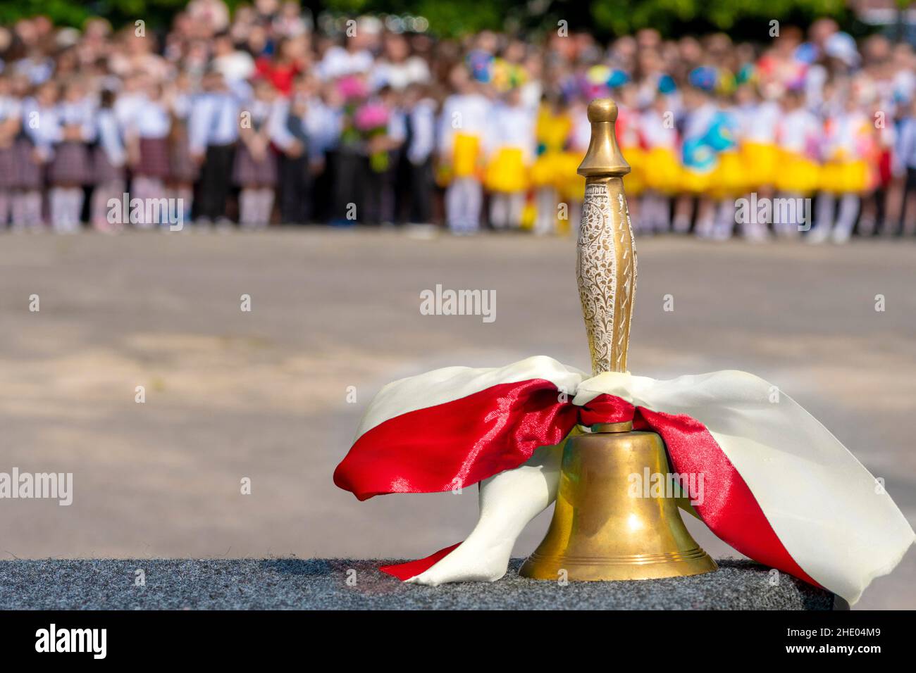 school bell. Concept Start date. The end of the educational year ...