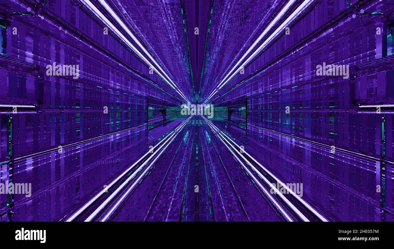 Bright violet high tech corridor 4K UHD 3D illustration Stock Photo - Alamy