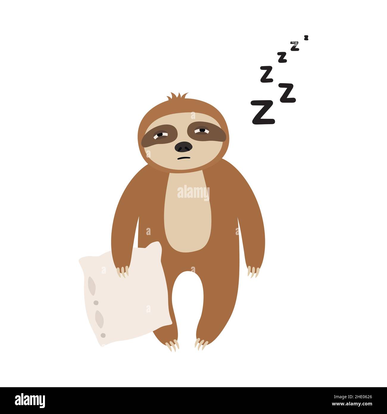 Sleepy sloth with a pillow. Vector illustration isolated Stock Vector ...