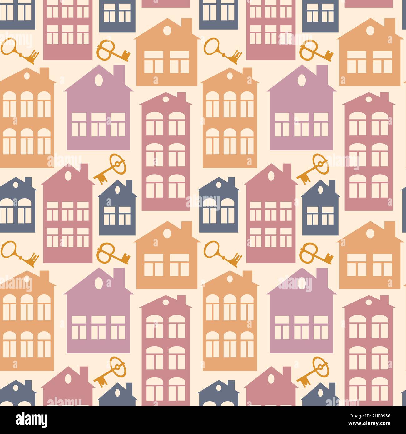 Seamless pattern on a square background on the theme of real estate ...