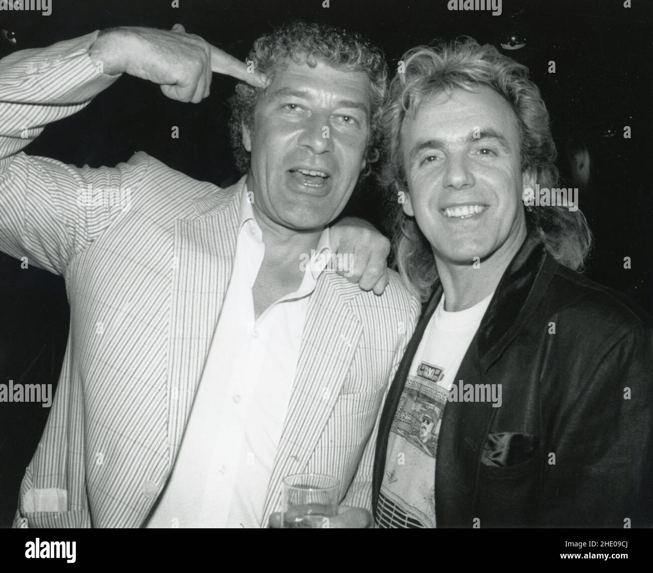 London, UK. Gareth Hunt and Peter Stringfellow. Stringfellows Nightclub ...