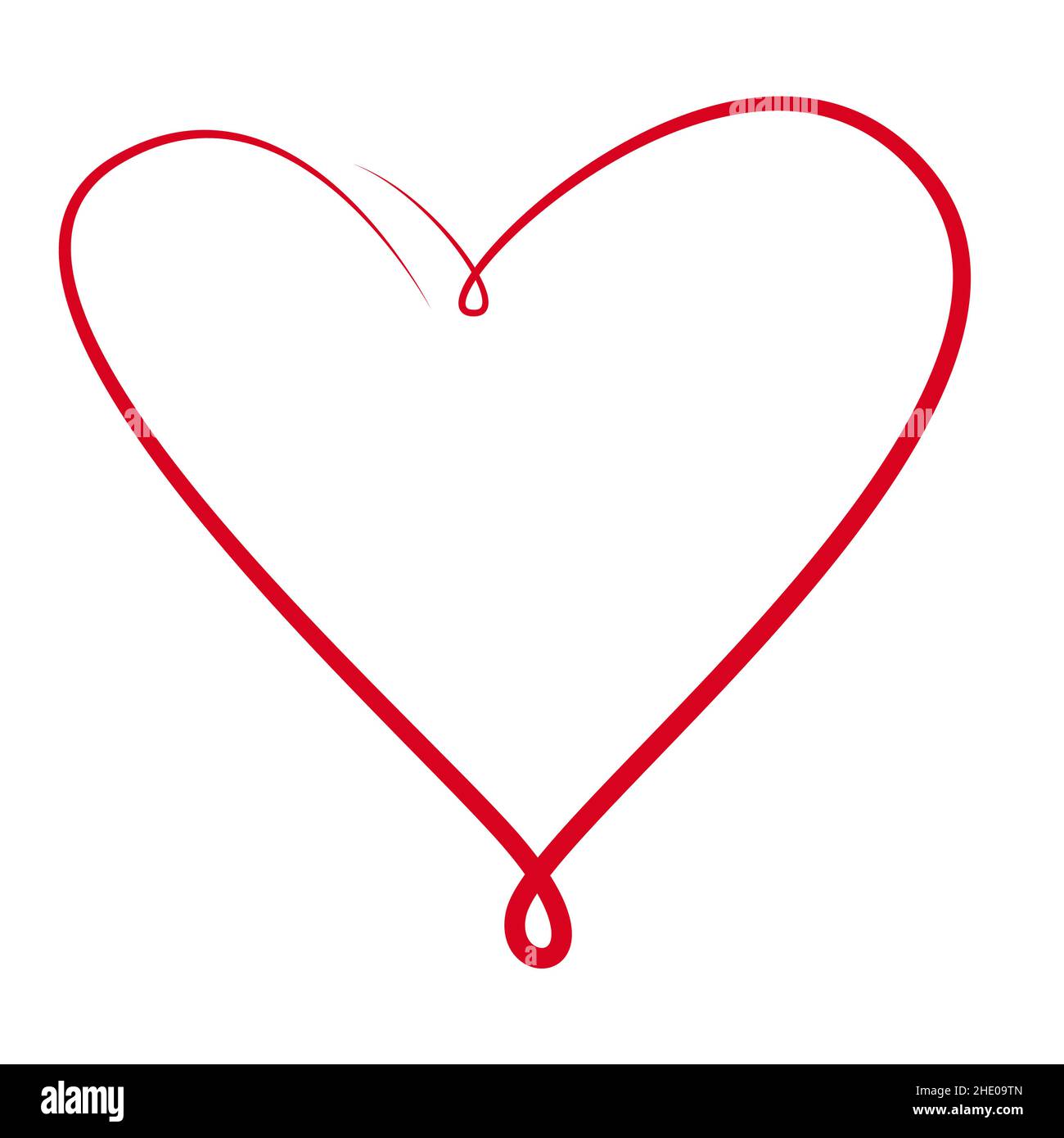 Continuous one line drawing heart isolated on white background. Red ...