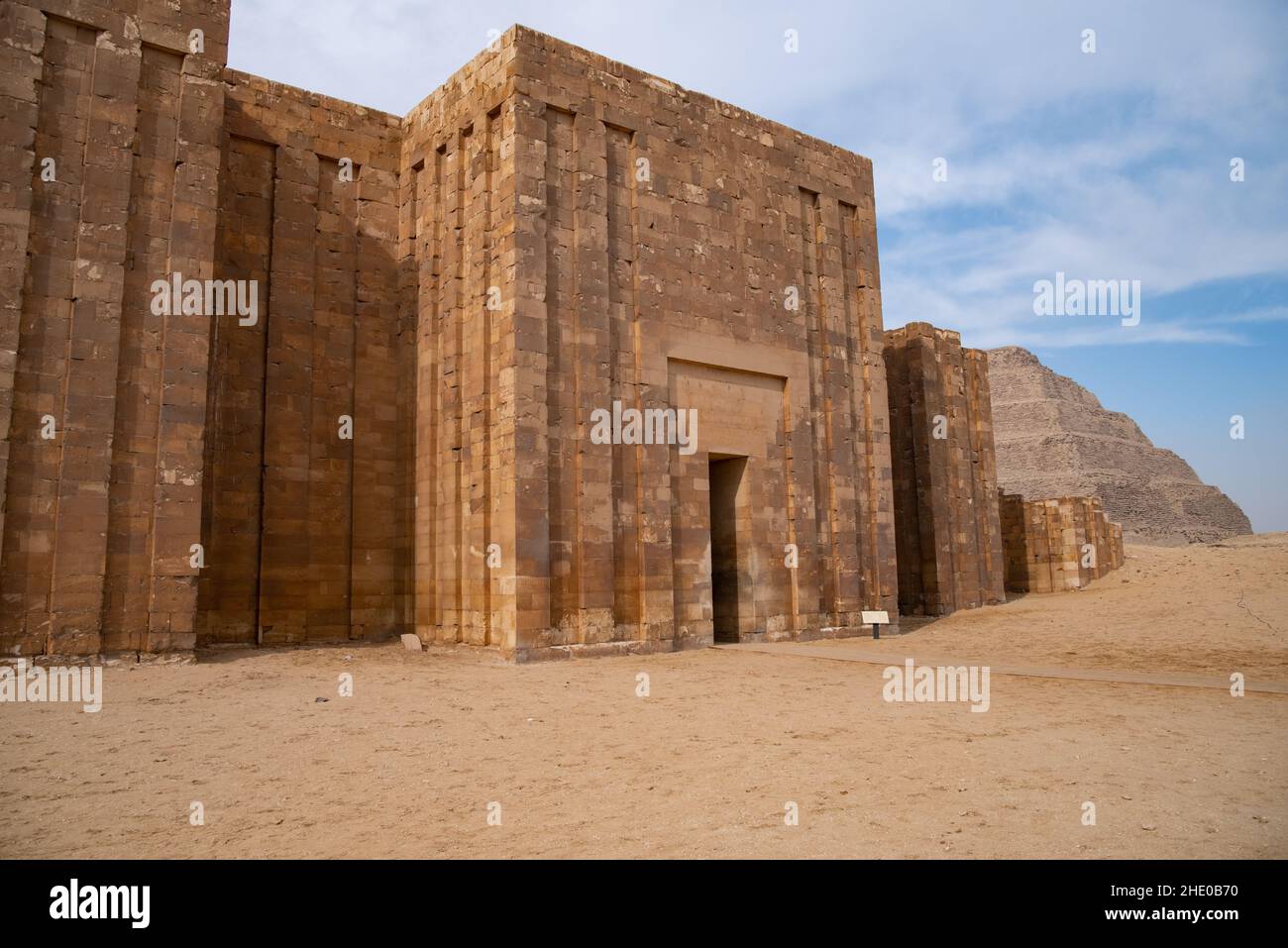 Temple around of Step pyramid of Djoser in Saqqara, an archeological ...
