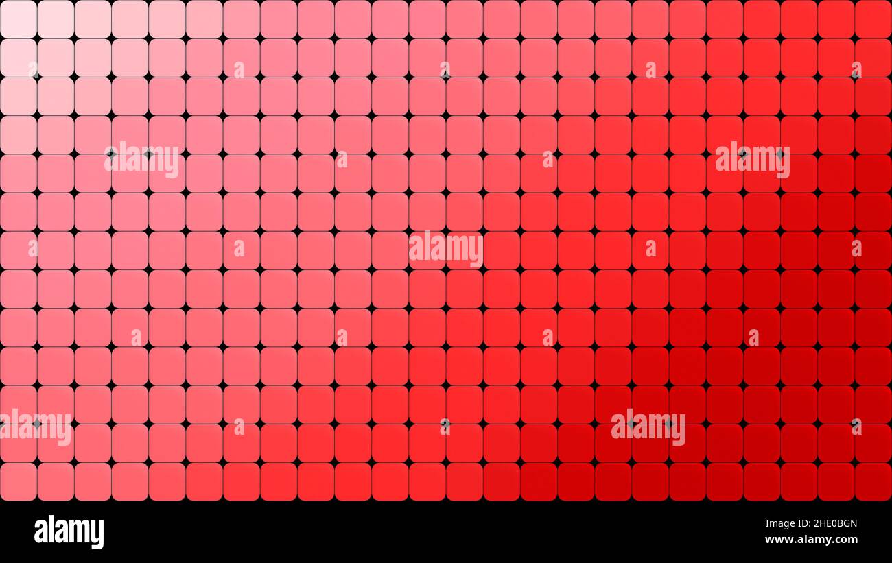 Abstract grid background of rounded red & pink squares. Full frame ...
