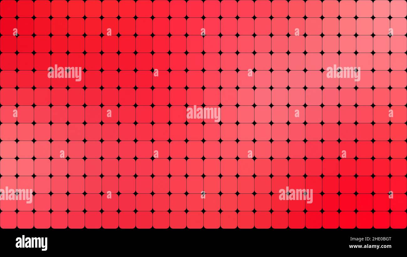 Abstract grid background of rounded red & pink squares. Full frame ...