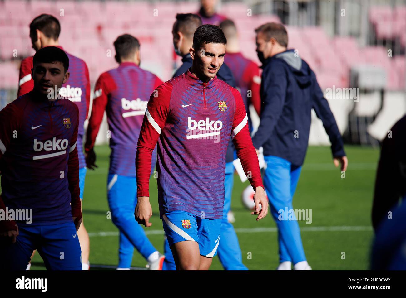 BARCELONA - JAN 3: Ferran Torres in action during a training session at ...