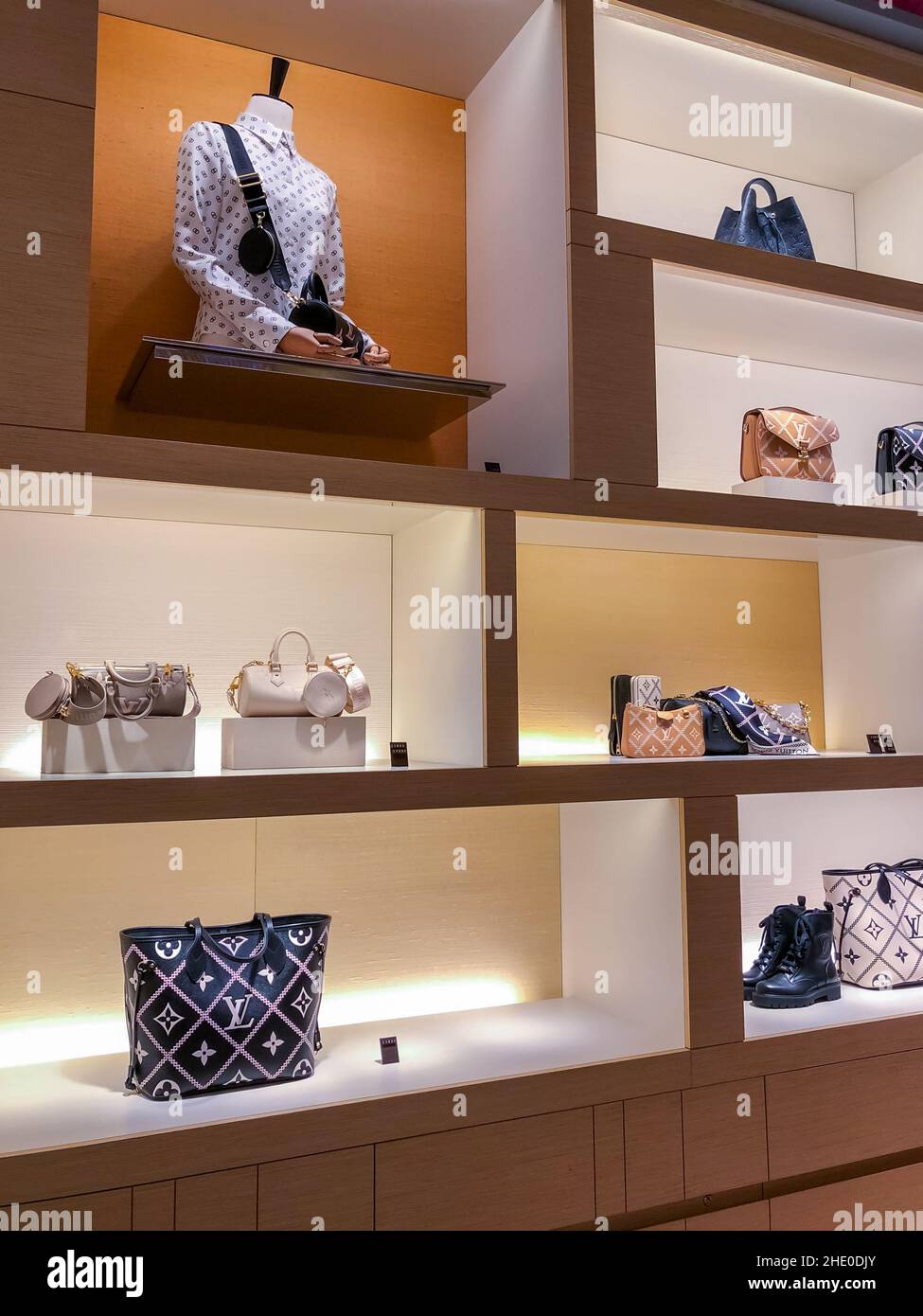 Paris, France, Close up View, Louis Vuitton, LVMH Bags on Display in ...