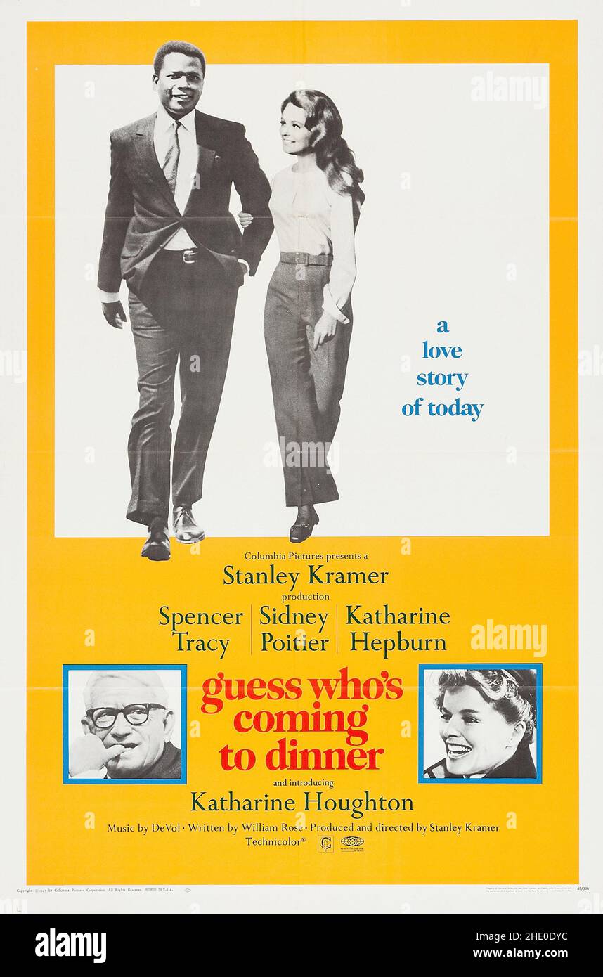 Sidney Poitier, Guess Who's Coming to Dinner (Columbia, 1967). Poster ...